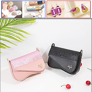 HGUAN Solid Color Glitter Faux Leather Rolls 12"X53"(30cmX135cm),Faux Leather Sheets Very Suitable for Making Crafts, Leather Earrings, Bows,Sewing (White)