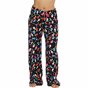 6339-10122-L Just Love Women's Plush Pajama Pants - Petite to Plus Size Pajamas,Black - Light Up,Large