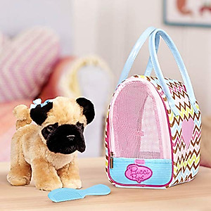 Pucci Pups Terra by Battat by Battat – Toy Pet Carrier – Plush Puppy in Toy Purse – Dog Stuffed Animal – Zigzag Print Bag with Pug Pup – 3 Years + (ST8366Z)