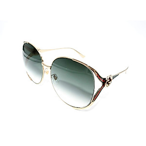 Gucci GG0225S 003 Gold/Green GG0225S Round Sunglasses Lens Category 2 Size 63