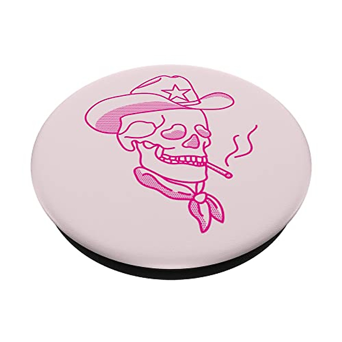 Hot Pink Western Cowboy Hat Skull Smoking PopSockets Swappable PopGrip