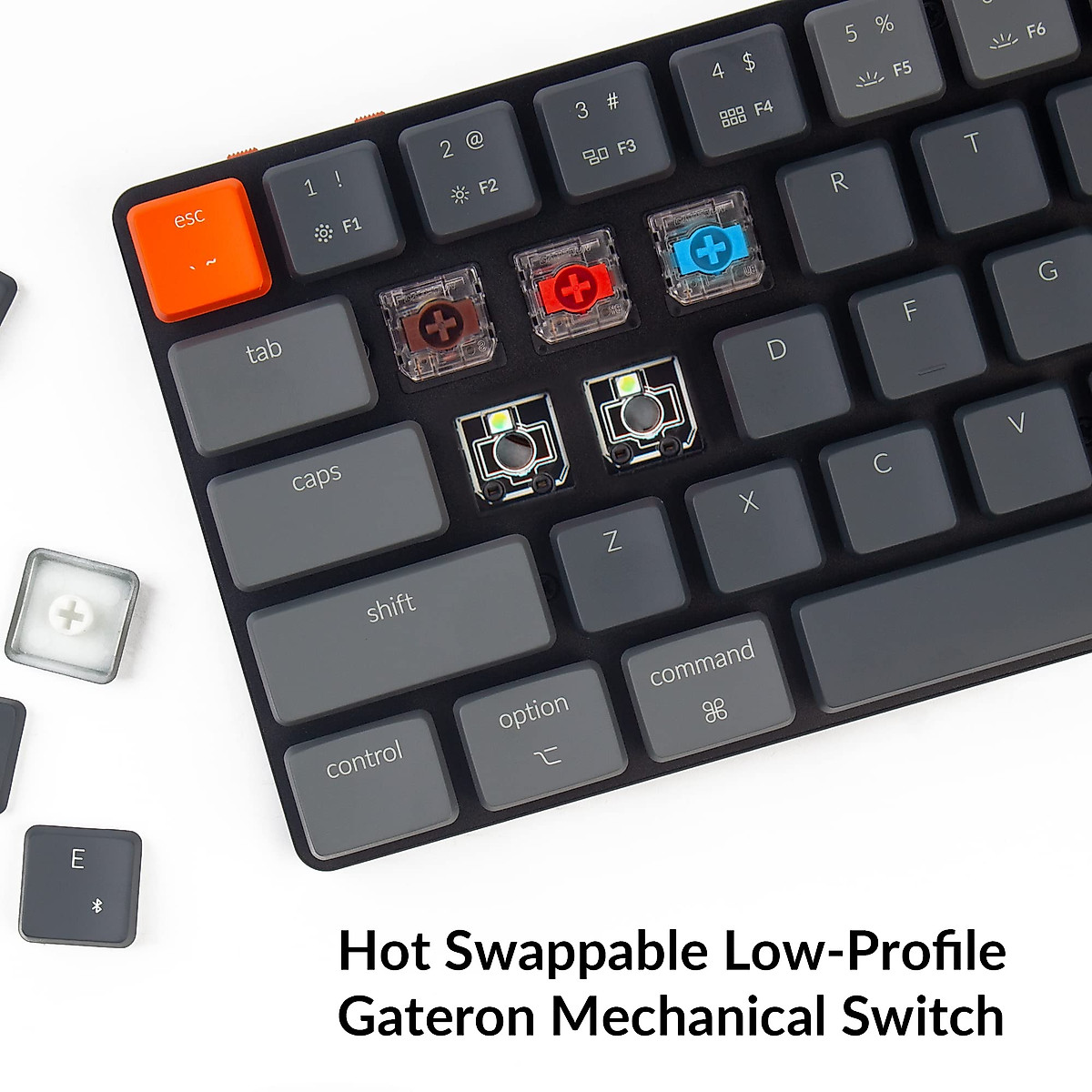 Keychron K7 Ultra-Slim 65% Layout 68 Keys Wireless Bluetooth/Wired Mechanical Keyboard, Hot Swappable Low-Profile Gateron Red Switch RGB LED Backlit Keyboard Compatible with Mac Windows
