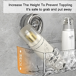 ZCNANDG No Drill Clear Wall Caddy, Drill-Free Removable Storage,Removable Suction Cup Shelf, Organizer for Shower, Sink, Wall Mounted Space Saver, No Drilling Bathroom Shower Organizer