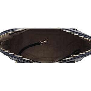 MICHAEL Michael Kors Womens Cindy Leather Signature Satchel Handbag Navy Medium