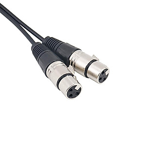 Tan QY Splitter XLR Cable 3 Pin XLR Splitter Y-Adapter Male to 2 Female DMX Cable， mic preamp, Splitter Patch Cable (1Ft)