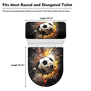 Vanideaoty Football Toilet Lid Cover Toilet Tank Cover 17 x 21 Sport Soccer 2 Piece Bathroom Set