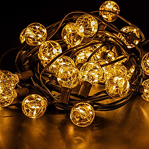 Newpow Outdoor String Lights LED 36ft with 33 Globe Bulbs Shatterproof Waterproof for Backyard Gazebo Porch Camper Indoor/Outdoor Decoration and Lighting Warm White 2700K