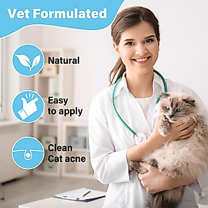 𝐎𝐢𝐯𝐨𝐥𝐢𝐢 Kitten & Cat Acne Chin Treatment, (4 fl. oz) Blackhead Cleanse Lotion & Cleansing Brush,Soothes Chin Acne, Oil Control, tightens pores, relieves Sensitivity.