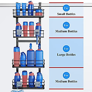 Nieifi Adjustable Over The Door Shower Caddy Organizer Shelves Rack with Hooks, Hanging Rustproof Shower Shelf Storage Basket for Inside Shower, Small Items Don’t Fall, Balck 4 Tier
