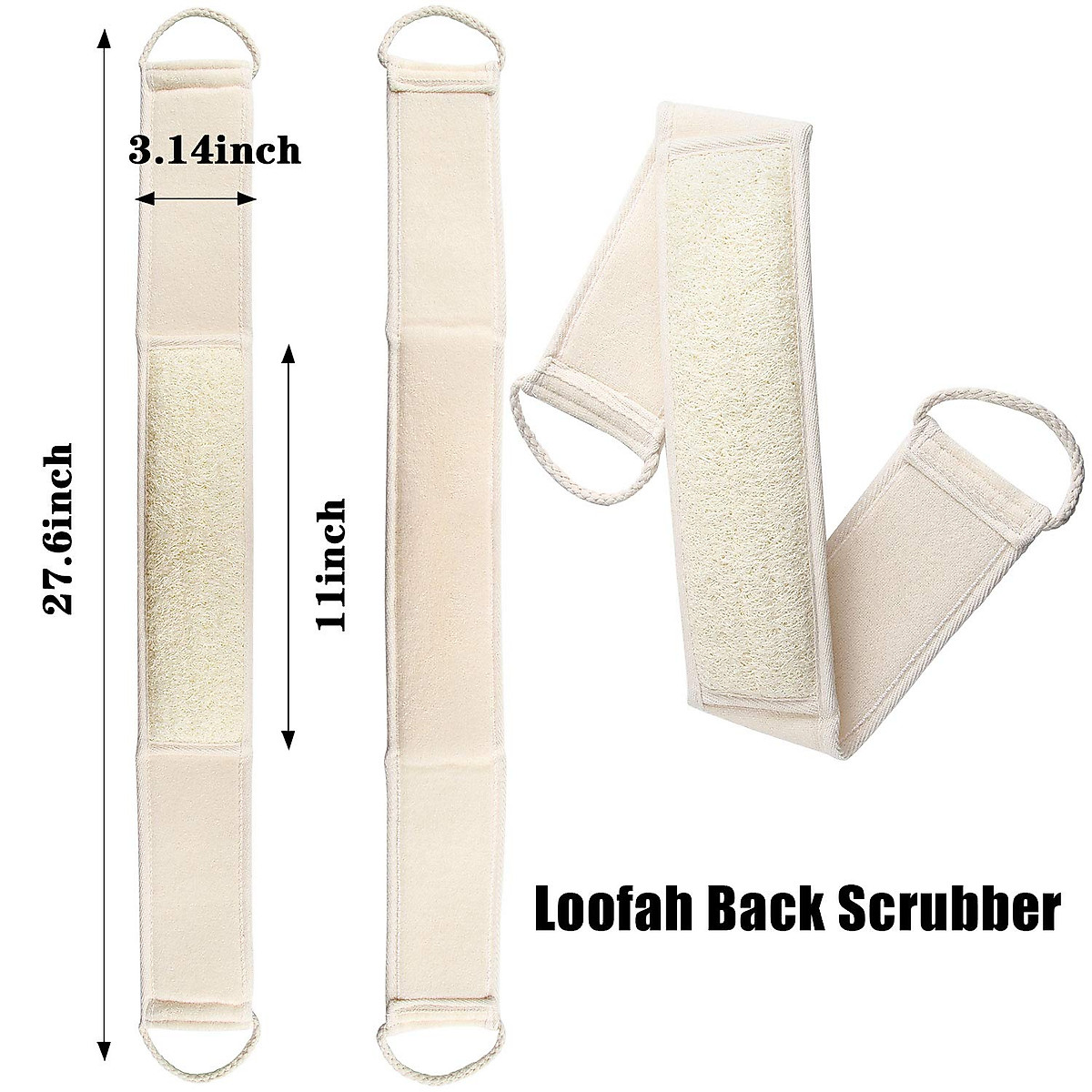 FEBSNOW Loofa Body Scrubber - 4 PCS Exfoliating Loofah Back Scrubber Natural Luffa Shower Bath Sponge Exfoliating Washcloth Face Scrubber Pad for Deep Clean & Invigorate Your Skin