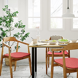 BSAOUTZ Memory Foam Dining Chair Cushions Set of 4, Non Slip Biscuit Cushion for Desk Chair, Washable Soft Kitchen Chair Cushions, Stay in Place Backing Seat Pad Cushion, 16" x16", Hot Red