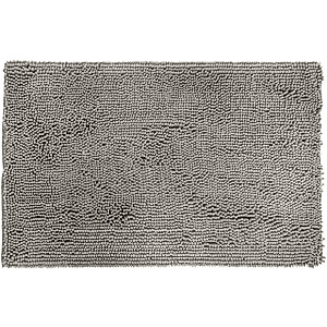 Amazon Basics Non-Slip Microfiber Shag Bathroom Rug Mat, 21" x 34", Platinum