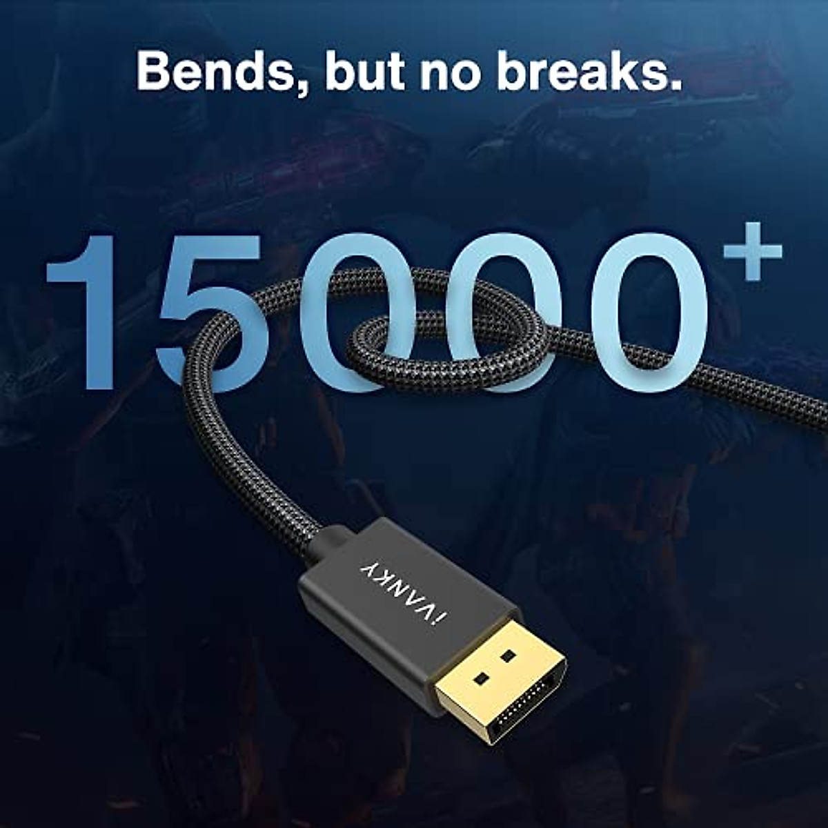 IVANKY DisplayPort Cable 2.1/2.0, 16K DP 2.1/2.0 Cable with 40Gbps Bandwidth [16K@60Hz, 10K/8K@60Hz, 4K@165Hz], Support HDR, HDCP 2.2, 3D, ARC, Compatible with Gaming Monitor, TV and More (6.6ft)