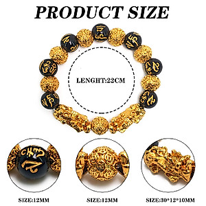 Feng Shui Wealth Pi Xiu Bracelet, 2 Pcs Black Amulet Bead Bracelets for Women Men Attract Wealth Money Good Luck Feng Shui Jewelry