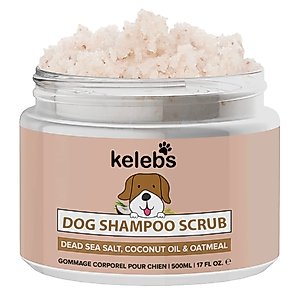 Exfoliating Dead Sea Salt & Coconut Oil Dog Scrub - Deep-Cleansing, Anti-Itch, Moisturizing with Oatmeal & Essential Oils