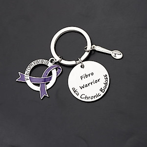 Fibromyalgia Awareness Gift Fibromyalgia Jewelry Fibro Warrior aka Chronic Badass Keychain (Fibro Warrior K)