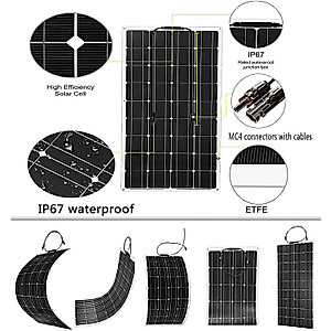 1200 Watt Solar Panel Kit, with 2pcs Charge Controller(40A) 4pcs 300 Watt Flexible Monocrystalline Solar Panel for 12-48V Battery Charging Car Battery Camper RV Yacht Battery Boat