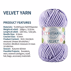 Troyarn Velvet Chenille Baby Blanket Yarn Amigurumi Yarn for Crocheting and Knitting Super Bulky 100 gr (132 yds) (10132 - Dark Green)