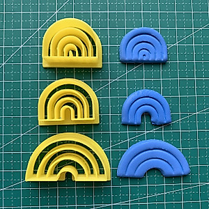 Set of 3 Rainbow Combined Stamp Polymer Clay Cutters 
