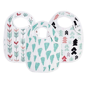 Snap Muslin Bibs for Boys & Girls, 3-Pack Baby Bibs for Infants, Newborns and Toddlers, 100% Cotton Muslin Absorbent & Soft Layers, Adjustable Snaps, Machine Washable, “Simple Joy”