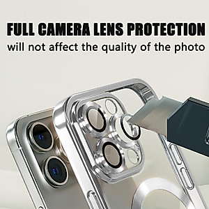 Misscase Compatible with iPhone 14 Pro Max Case with Camera Lens Protector,Full Protection Clear Magnetic Case Compatible with MagSafe Anti-Scratch Case Cover for iPhone 14 Pro Max Silver
