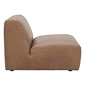 Amazon Brand – Rivet Modern Armless Living Room Lounge Chair, 35.4"W, Cognac Brown Leather