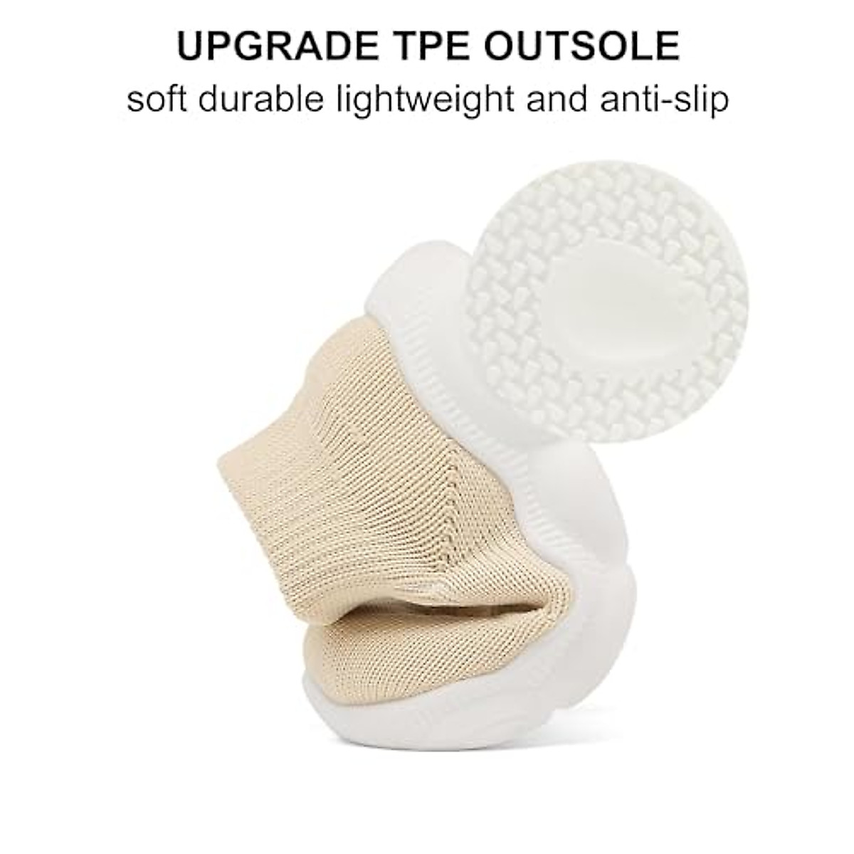 Cubufly Baby Sock Shoes First Walking Shoes Slip on Sneaker 0-3 Years Beige