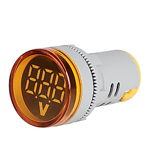Szliyands 3pcs Digital Display AC Voltage Indicator, 22mm Round Head LED Voltage Tester AC50~500V Voltmeter Monitor (Yellow)