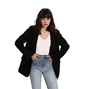 Womens Casual Blazers Open Front Long Sleeve Work Office No Buckle Jackets Blazer (as1, Alpha, x_l, Regular, Regular, Black)