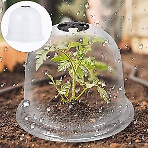 Hemoton 6pcs Plastic Plant Dome Bell Cover Garden Cloche Cover Moisturize Cover with 18 Ground Securing Pegs 10 Plant Label Humidity Dome for Seed Starter
