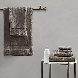 Madison Park Signature Luce 100% Egyptian Cotton Luxurious Bath Towel Set, Silky Soft, Highly Absorbent, Premium Spa Quality, Multi-Sizes, Dark Taupe 6 Piece