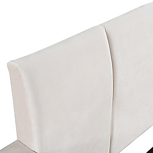 Queen Size Upholstered Grounded Bed,Mother & Child Bed with Bedside Desk and Little Round Stool,for Kids Boys Girls Bedroom Use (Beige@Desk, Queen)