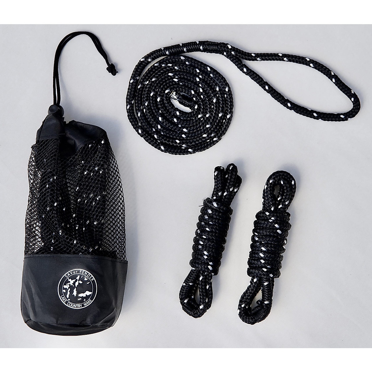 Lake Country Wake SAVur Inflatable Boat Fender Bumper with Rope Lines 4 Pack Four Boat Bumpers with Fender Lines for Boat Docking and Tie Ups