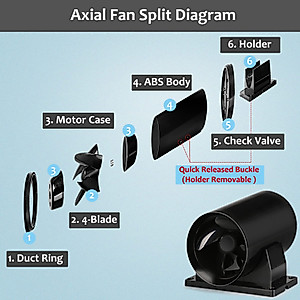Hose Vary 4 inch Duct Exhaust Fan, Exhaust Intake Fans, ABS Lightweight 2-Speed Inline Fan w/Removable Stand US Cord for Laser Printer Booth, Attic, Kitchen, Garage, Basement (2-Speed)