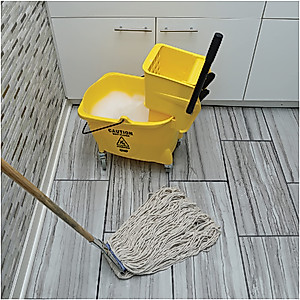 Genuine Joe-GJO54201 Cotton Wet Mop with Handle 60" Width x 0.94" Height; Cotton HeadWood Handle – Lightweight