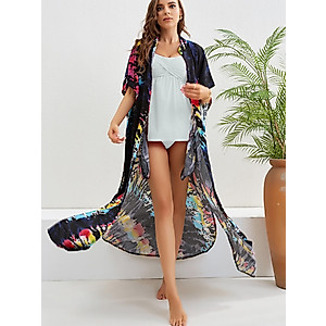 SMUDGE Life Kaftan Dresses for Women Loose Fit Button Up Caftans with Pockets for Stylish Cover Up