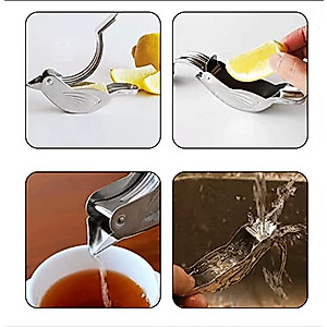 Genting stainless steel manual lemon juicer and lime squeezer, silver (2 pieces)Bird shape lemon juicer