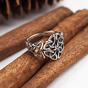Celtic Knot Ring Sterling Silver 925 - Filigree Braided Irish Wedding Promise Engagement Self Love Rings - Norse Viking Jewelry for Women Size 7 (7)