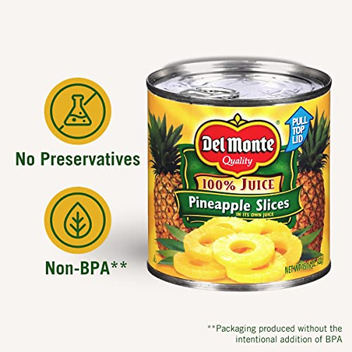 Del Monte MONTE Sliced Pineapple in 100% Juice, Canned Fruit, 12 Pack, 15.25 oz Can 15.25 Ounce (Pack of 12)