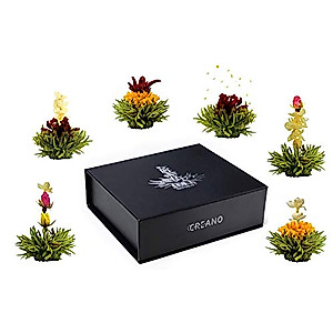 Creano Tea Flowers Mix 6pcs Set Blooming Tea Green Tea in Elegant Magnetic Box with Silver Embossing