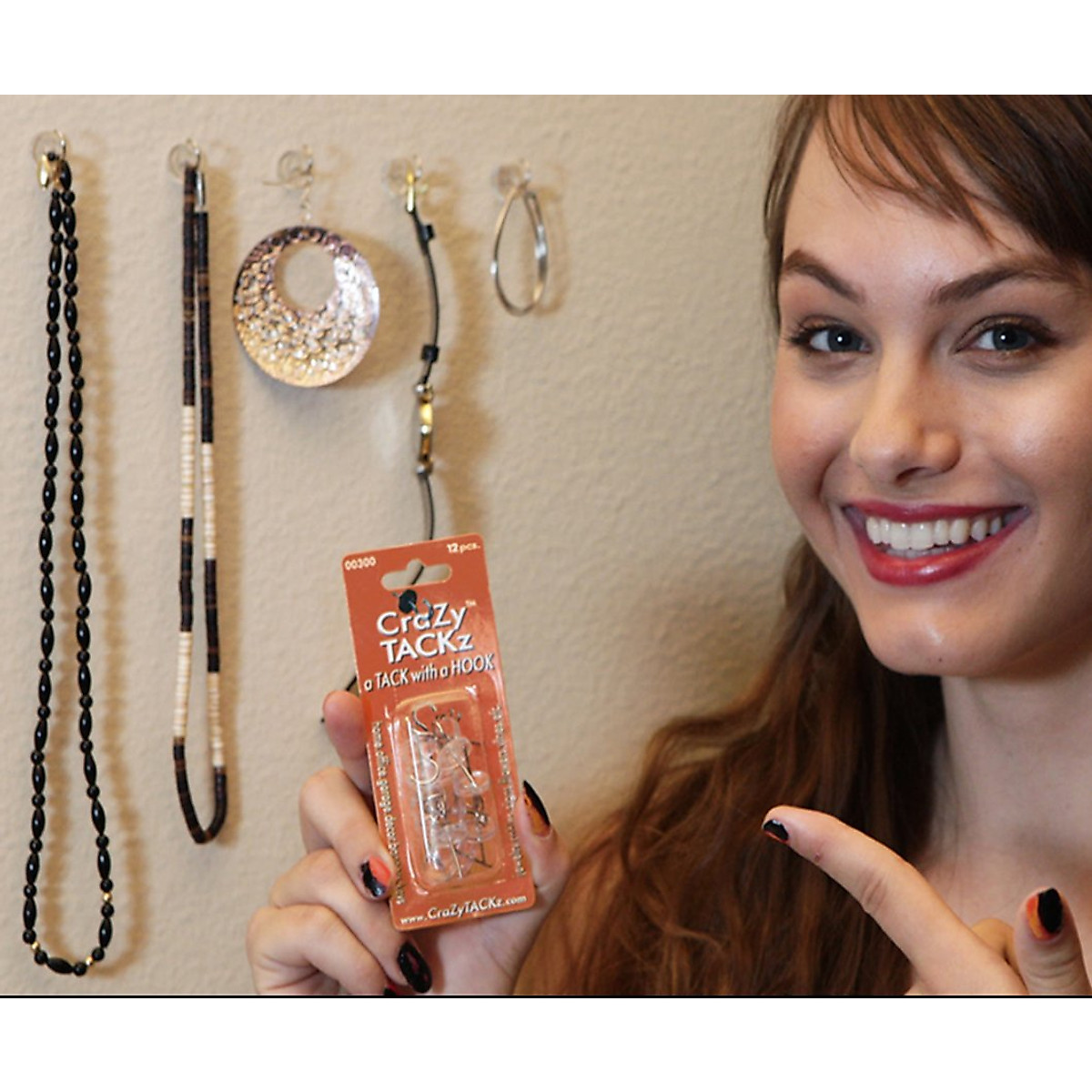 CraZy TACKz 36 Tacks - 2 in 1: Push pin Hook tack - New Invention Hang 100's of Items Interior or Exterior Decor at Home, School, Office, DIY, for Party or Holiday (Clear, 36pc)