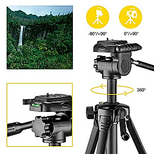 NATIONAL GEOGRAPHIC Photo Tripod Kit Medium, with Carrying Bag, 3-Way Head, Quick Release, 3-Section Legs Lever Locks, Geared Centre Column, Load up 1,5kg, Aluminium, for Canon, Nikon, Sony, NGHP000