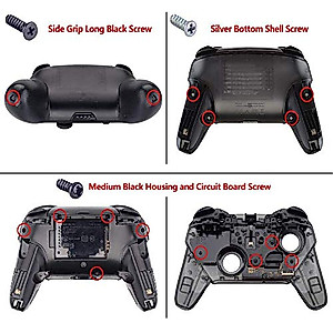 eXtremeRate Clear Atomic Puple Faceplate Backplate Handles for Nintendo Switch Pro Controller, DIY Replacement Grip Housing Shell Cover for Nintendo Switch Pro - Controller NOT Included