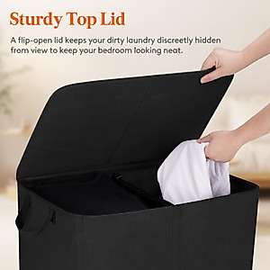 Lifewit 145L Laundry Basket with Lid, Large Double Laundry Hamper 2 Section Dirty Clothes Hamper for Bedroom with 2 Removable Laundry Bags, Black