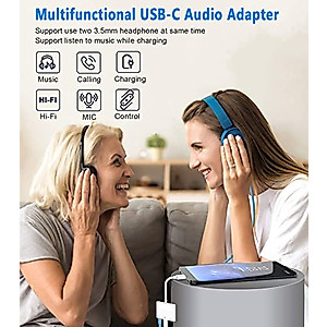 USB C to 3.5mm Audio Adapter, Aux Headphone Jack Splitter with Fast Charging Port, Type-C to Dual Earphone Converter, Compatible for Samsung, iPad Pro, Google Pixel, HTC, Huawei etc (3 in 1)