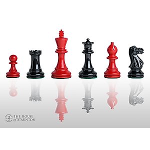 The Grandmaster Chess Set - Pieces Only - 4.0" King (Black & Red Lacquered)
