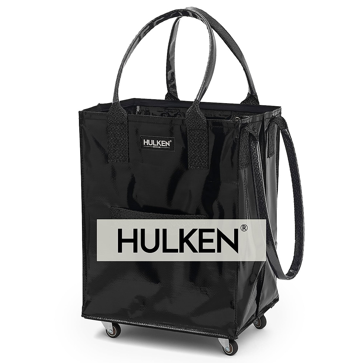 HULKEN - (Medium, Rose Gold Reusable Grocery Bag On Wheels, Shopping Trolley, Lightweight, Carries Up To 66 lb, Folds Flat, Unbreakable Handles