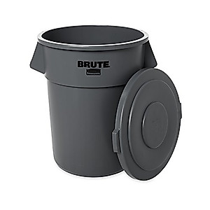 Rubbermaid Commercial FG265400GRAY BRUTE Heavy-Duty Round Waste/Utility Container, 55-gallon Lid ONLY, Gray