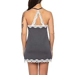 Avidlove Slip Lingerie Sexy Chemise Nightgown Babydoll Soft Sleepwear(Grey,L)