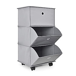 YOHOM Rolling Drawer Organizer Portable Closets Stackable Wardrobe Storage Folding Clothes Drawer Organizers for Living Room, Office, Bedroom, Bathrooms & College Dorms (Thick + Solid + Small, Gray)